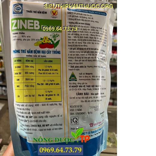 ZINEB BUL 80WP - ĐẶC TRỊ GHẺ SẸO, Đốm vòng, Mốc sương, Phấn trắng ...